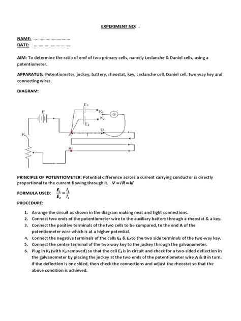Comparison Of Emf Potentiometer Pdf Electrical Components Force