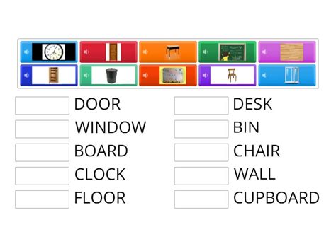 Classroom Objects Match Up Classroom Objects Match Up