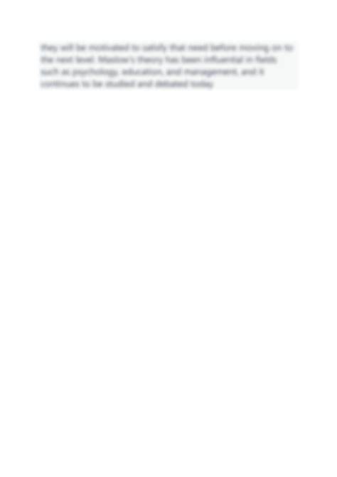 SOLUTION Maslow S Need Hierarchy Theory Studypool