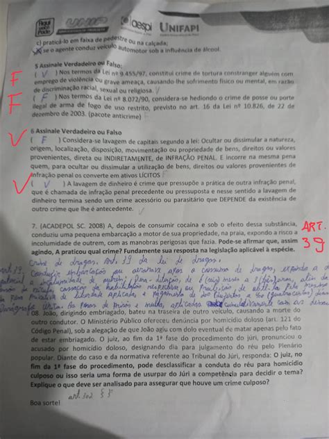 Prova Unip Legislação Penal E Processual Penal Extravagante