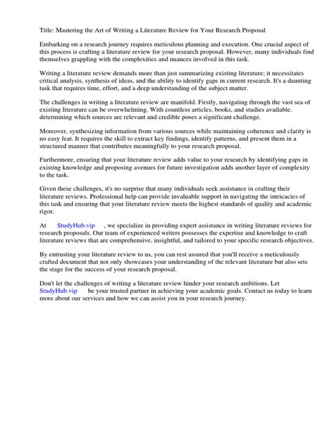 Writing Literature Review Research Proposal Pdf Literature Review Academic Publishing