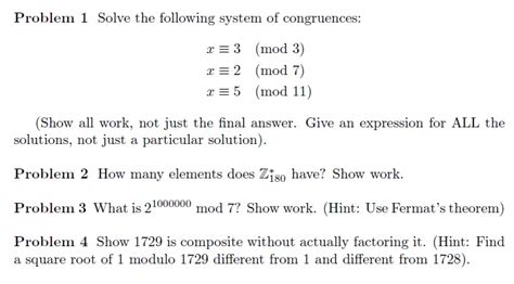Solve The Following System Of Congruence X 3 Mod