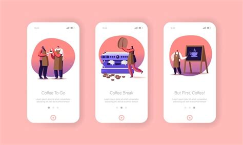 Premium Vector Coffee Brewing Mobile App Page Onboard Screen Template