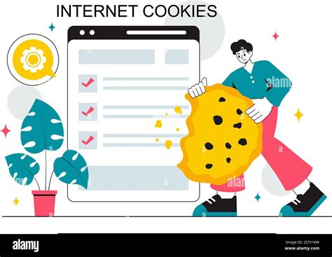Internet Cookies Technology Vector Illustration Featuring Tracking Cookie Records Of User
