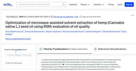 Optimization Of Microwave Assisted Solvent Extraction Of Hemp Cannabis Sativa L Seed Oil