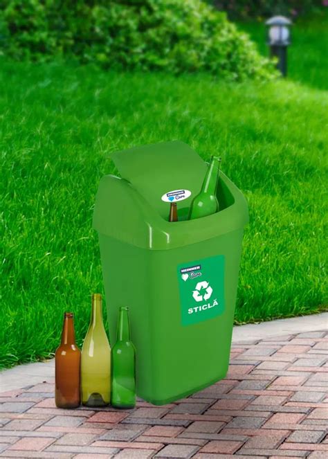 Cos Gunoi Capac Batant Reciclare Eco 35 L Verde Heinner Hr Al 35v Celro