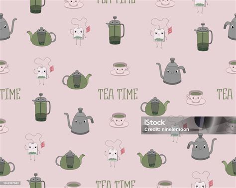 파스텔 색상의 귀여운 차 속성과 원활한 패턴 벡터 일러스트 Eps 스톡 일러스트 0명에 대한 스톡 벡터 아트 및 기타 이미지