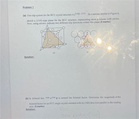 Solved Problem A One Slip System For The BCC Crystal Chegg