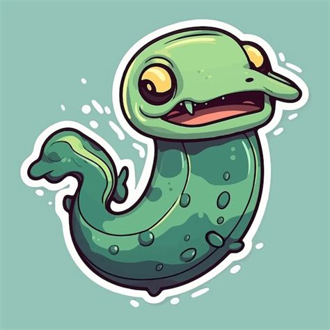Premium Photo A Sticker Of A Green Worm With A Yellow Face And A