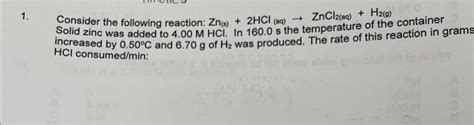 Solved Consider The Following Reaction Chegg