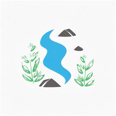 A Drawing Of A River Flowing Through The Grass Premium Ai Generated Vector