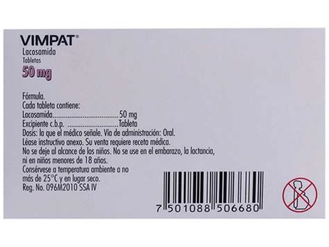 Ucb Vimpat 50mg Tab 14 Lacosamida 14 Pz H E B México