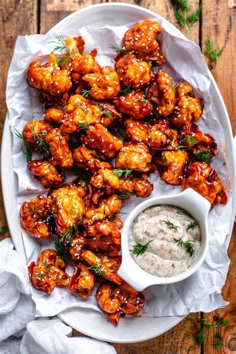 Vegan Cauliflower Buffalo Wings Healthy And Baked Two Spoons