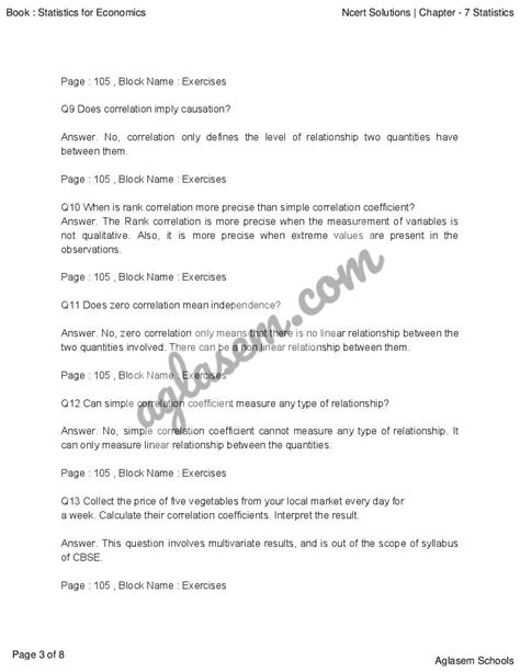 NCERT Solutions For Class Economics Chapter Correlation Question Answer PDF AglaSem