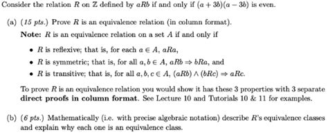 solved consider the relation r on z defined by arb if and