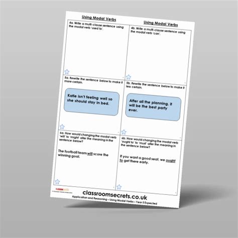 Year 5 Using Modal Verbs Application Resource Classroom Secrets