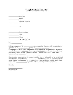 Withdrawal Letter Template Blank Fillable Template Fill Out Print