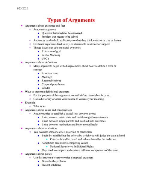 Types Of Arguments Types Of Arguments Arguments About Existence And Fact