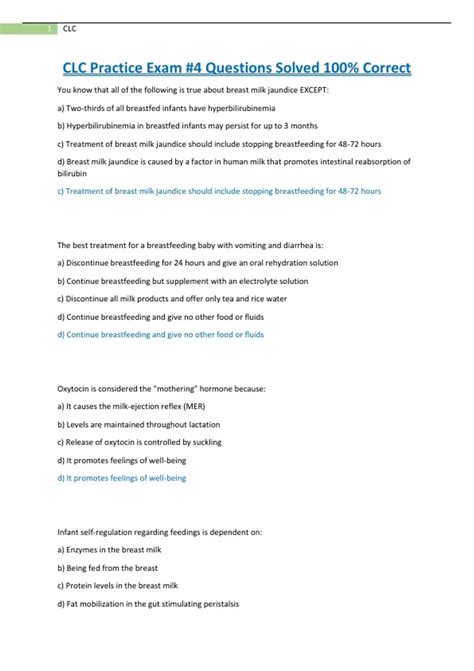 CLC Practice Exam Questions Solved Correct CLC Stuvia US