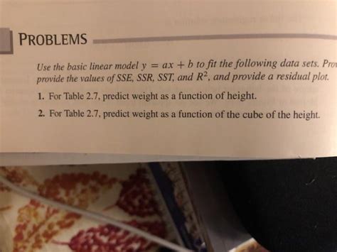 Solved Problems Use The Basic Linear Model Y Ax B To Fit