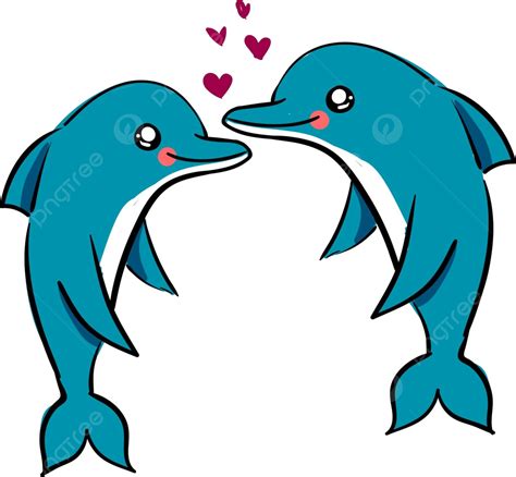 Illustrated Vector Of Dolphins In Love Against A White Background