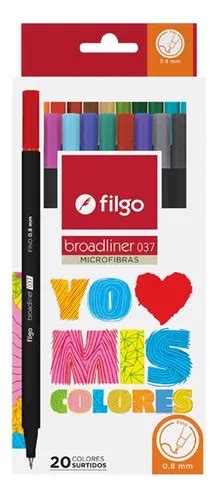 Marcador Microfibra Filgo Broadliner 037 De Punta Fina Pack X20 Colores