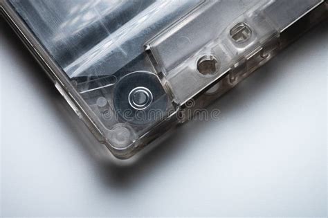 Close Up Of A Classic Audio Cassette Tape With Magnetic Tape Inside