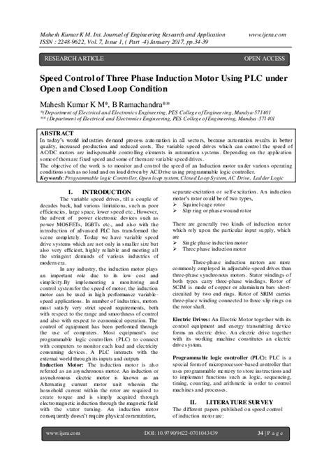 Pdf Speed Control Of Three Phase Induction Motor Using Plc Under Open And Closed Loop Condition