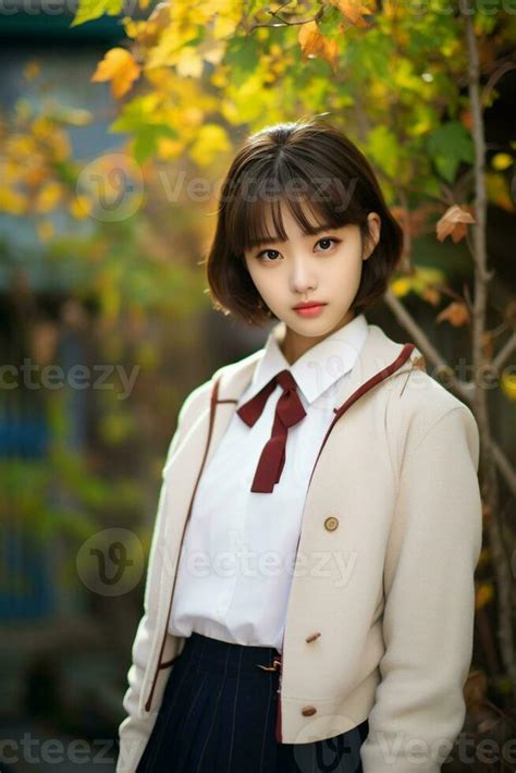 Ai Generated A Gorgeous Young Japanese High School Student Girl With