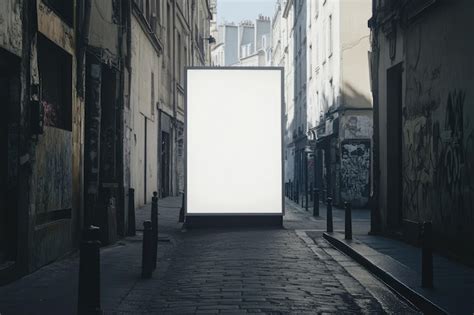 White Rectangular Sign On A Street Premium Ai Generated Image