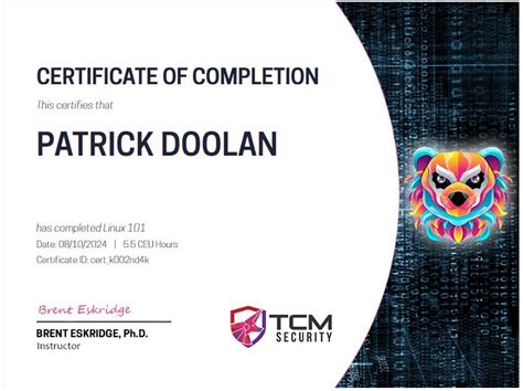 Patrick Doolan On Linkedin This Was A Great Course From Tcm Security Linux 101