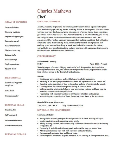 Chef Resume Templates 13 Free Printable Word And Pdf Formats Samples