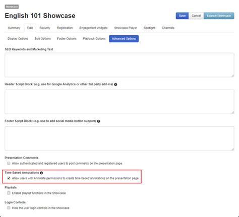 Enabling Time Based Annotations In Showcases