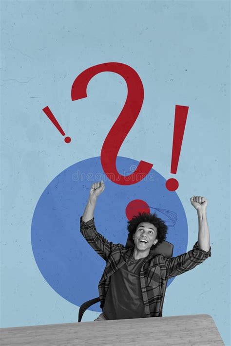 Vertical Collage Picture Young Man Question Mark Think Unsure Doubts
