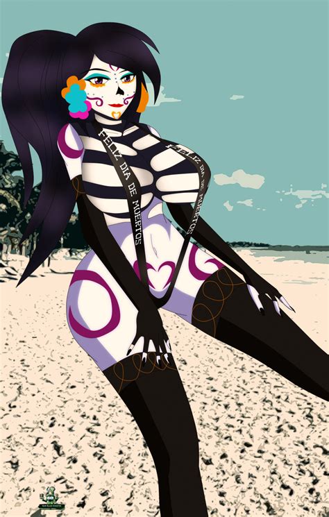 Rule 34 Black Nails Bodypaint Catalina La Catrina Dark Blue Hair Dia