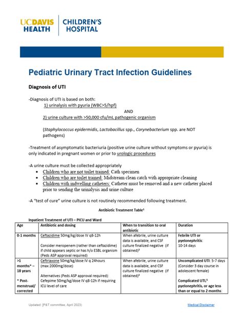 Uti Guidelines In Pediatrics Pdf Urinary Tract Infection Urology