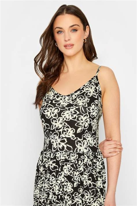 LTS Tall Women's Black Floral Strappy Maxi Dress | Long Tall Sally