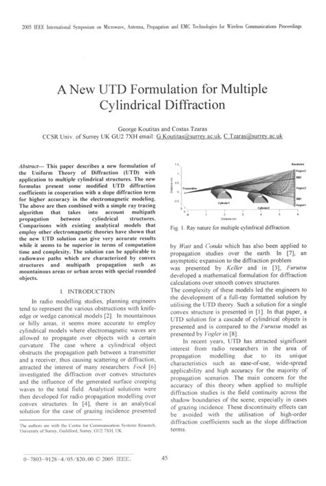 Pdf A New Utd Formulation For Multiple Cylindrical Diffraction