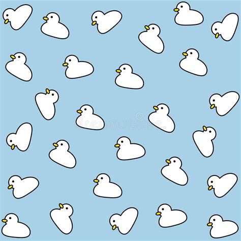 Pastel Colored Cute Cartoon Duck Icons On A Blue Background Stock Vector Illustration Of