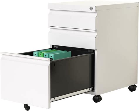 Lissimo 3 Drawer Mobile File Cabinet With Lockunder Desk