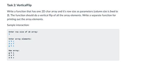 Solved Task 2 Verticalflip Write A Function That Has One 2d