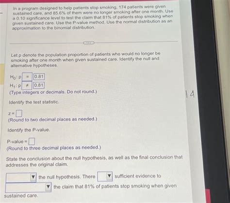 Solved In A Program Designed To Help Patients Stop Smoking