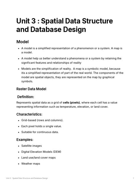 Unit 3 Spatial Data Structure And Database Design Pdf Geographic Information System Databases