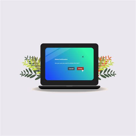 Delete Confirmation Pop Up On Laptop Design Vector Illustration 22109608 Vector Art At Vecteezy