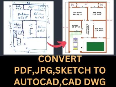 Convert Pdf Sketch To Autocad Cad Dwg Upwork