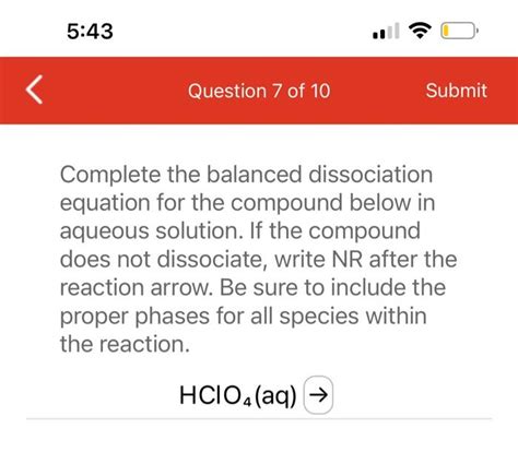 Solved Complete The Balanced Dissociation Equation For The