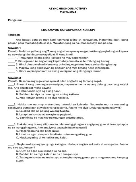 Asynchronous Activity May 6 2024 Pdf
