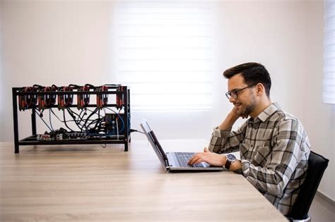 Premium Photo Programmer Working On His Cryptocurrency Mining Rig