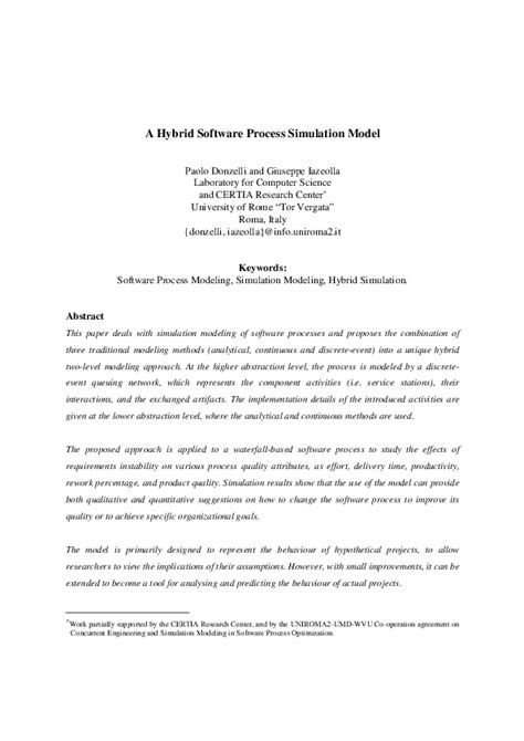 a hybrid software process simulation model