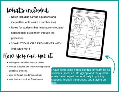 3 Versions Multi Step Equations And Inequalities Variables Both Sides Grades 8 10